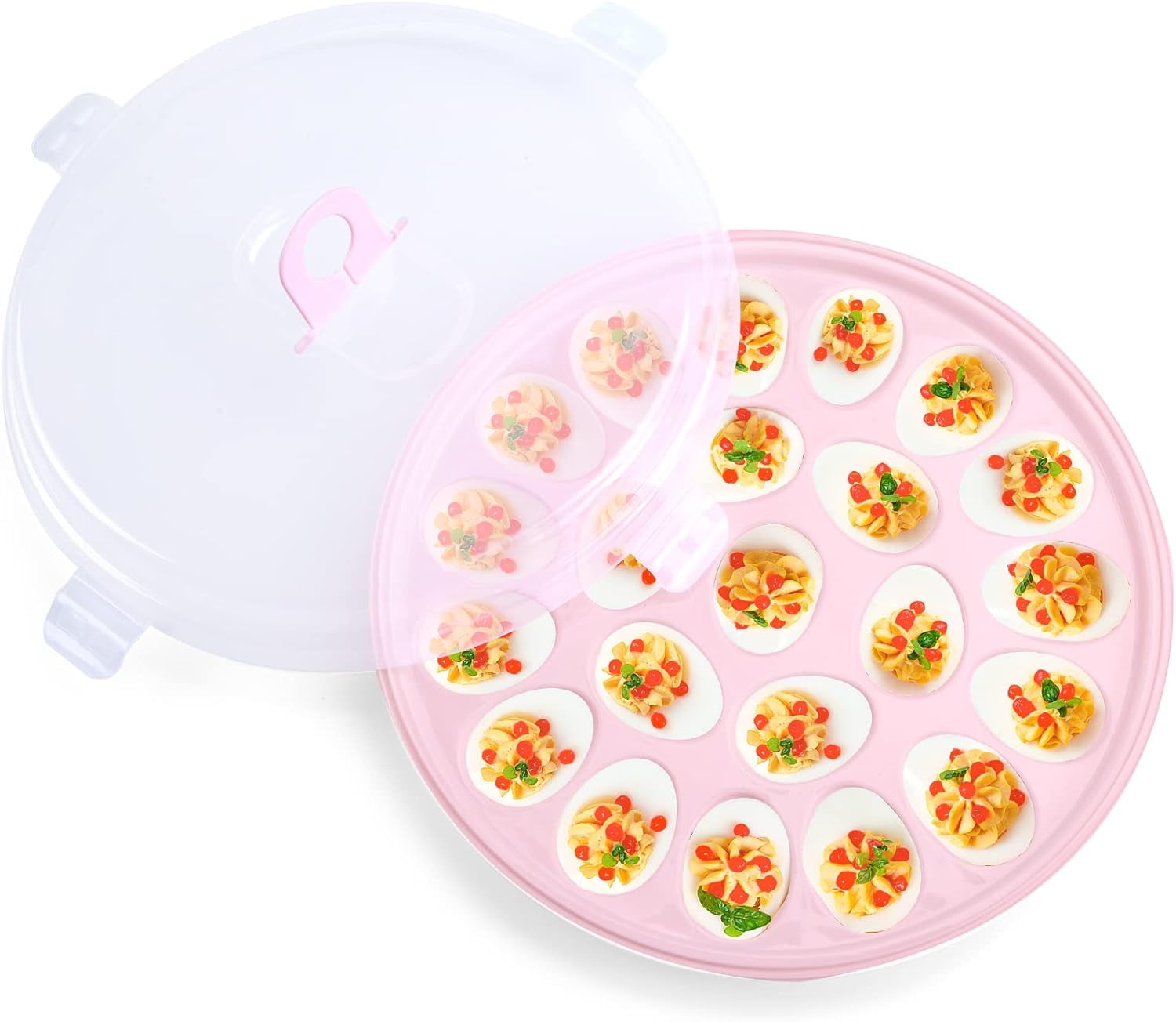 3-piece set with lid devil egg dish and tray -66 egg troughs, suitable ...