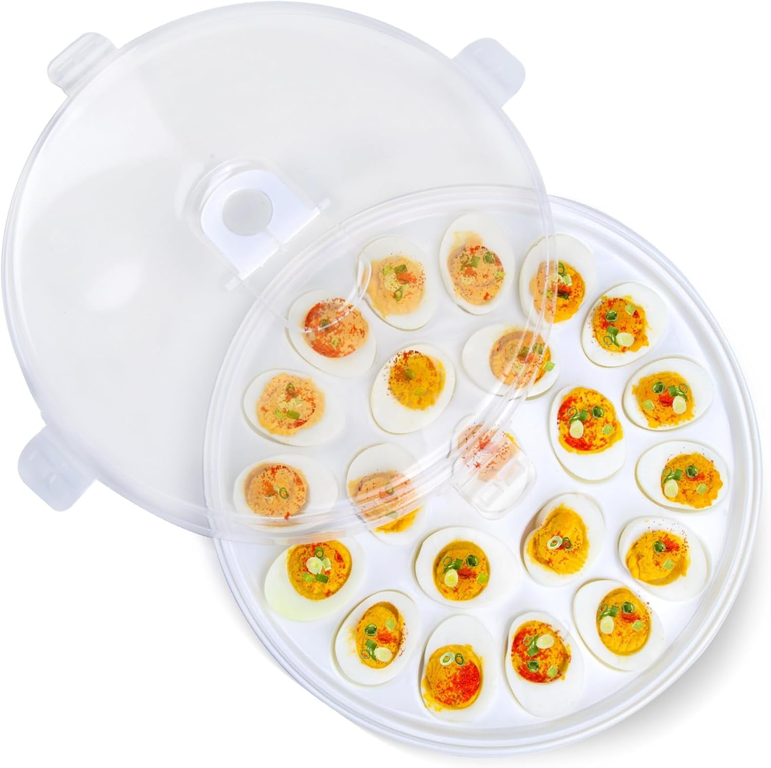 3-piece set with lid devil egg dish and tray -66 egg troughs, suitable ...