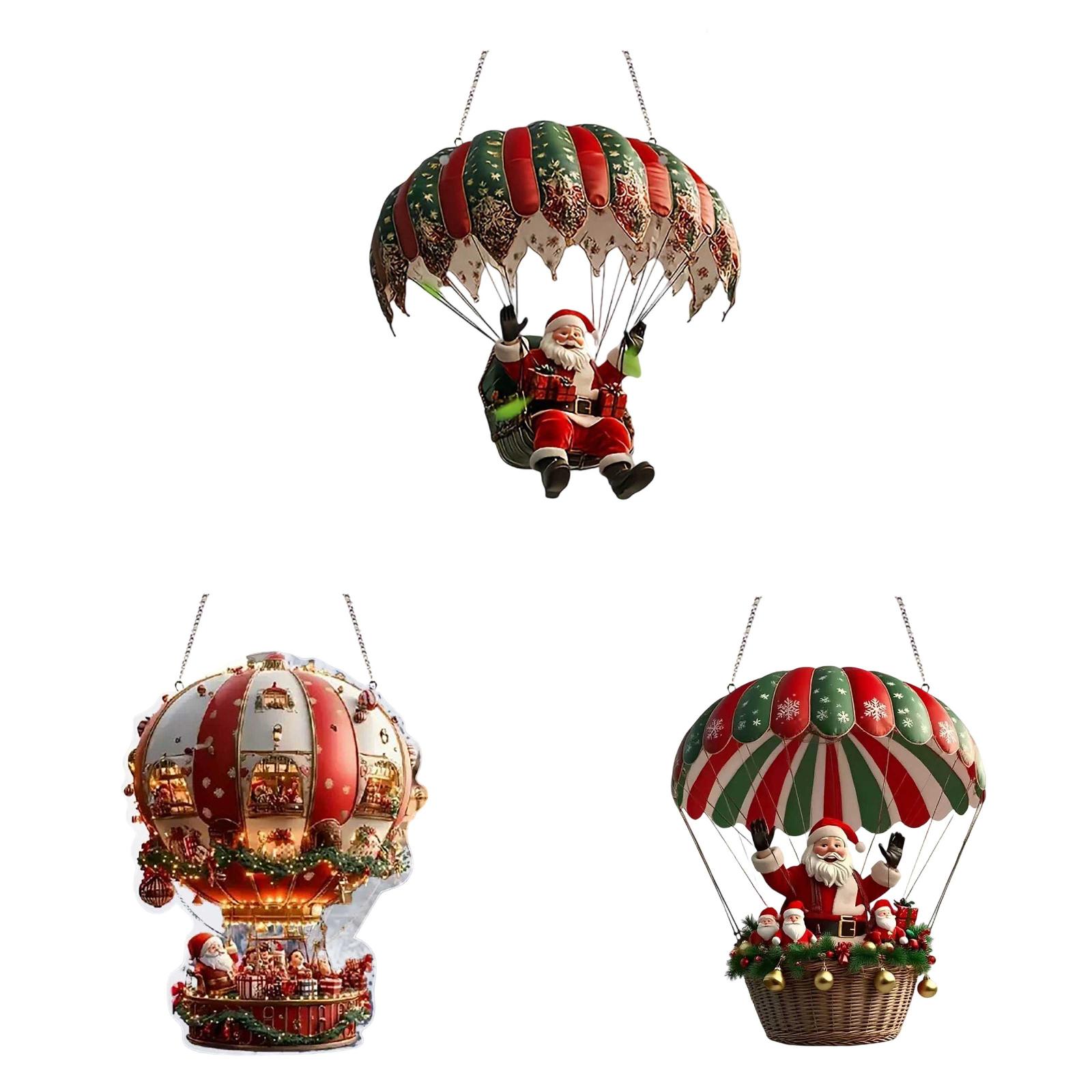 3 pieces Christmas Toys Parachute Santa Cartoon Hanging Tumbling Santa ...