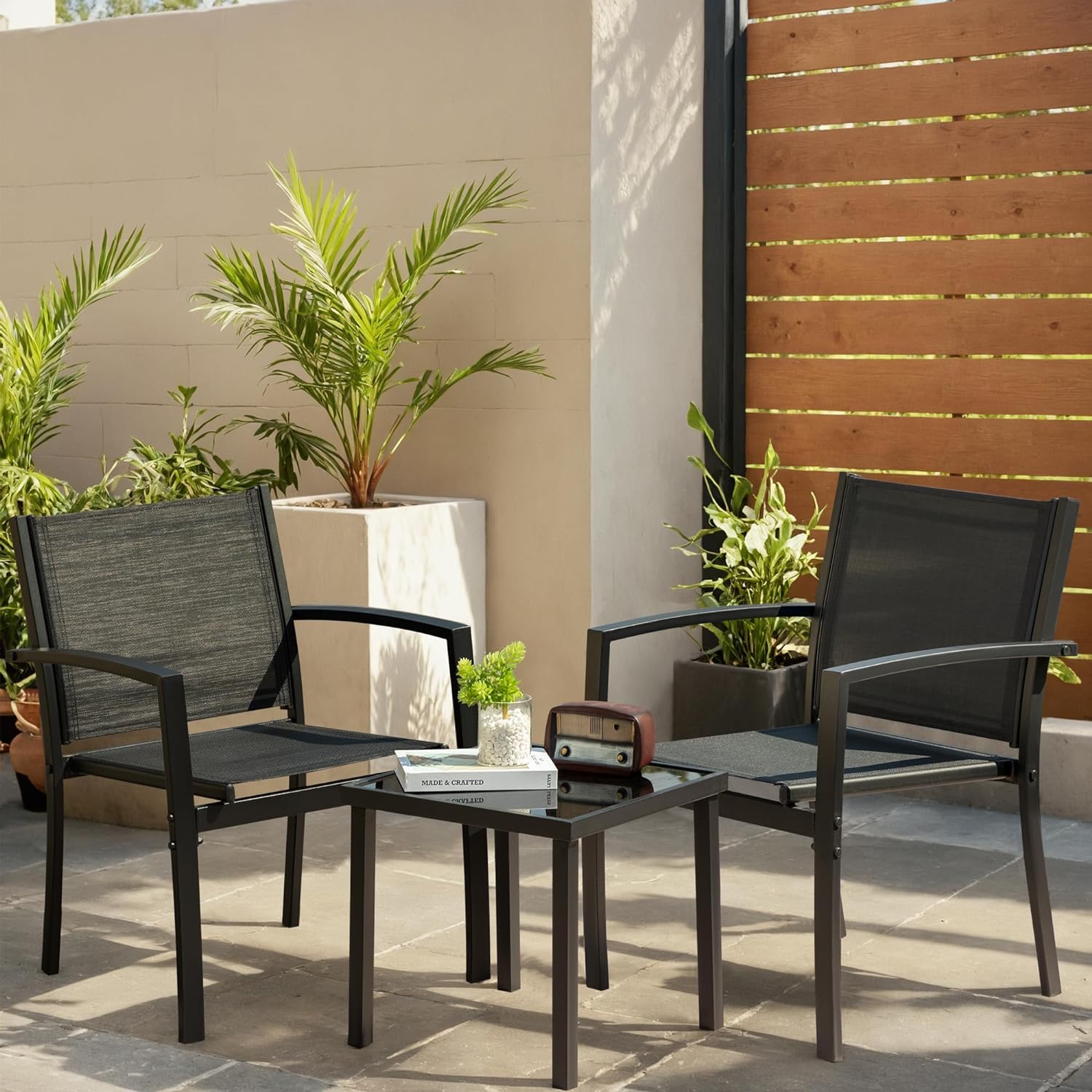 **3 pieces patio furniture set outdoor textilene patio chair set of 2 ...