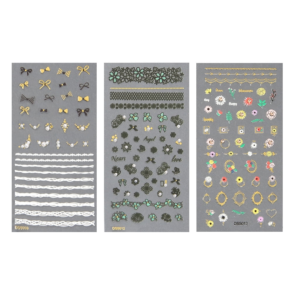3 pieces/set of nail stickers DIY nail art 3D acrylic carved nail ...