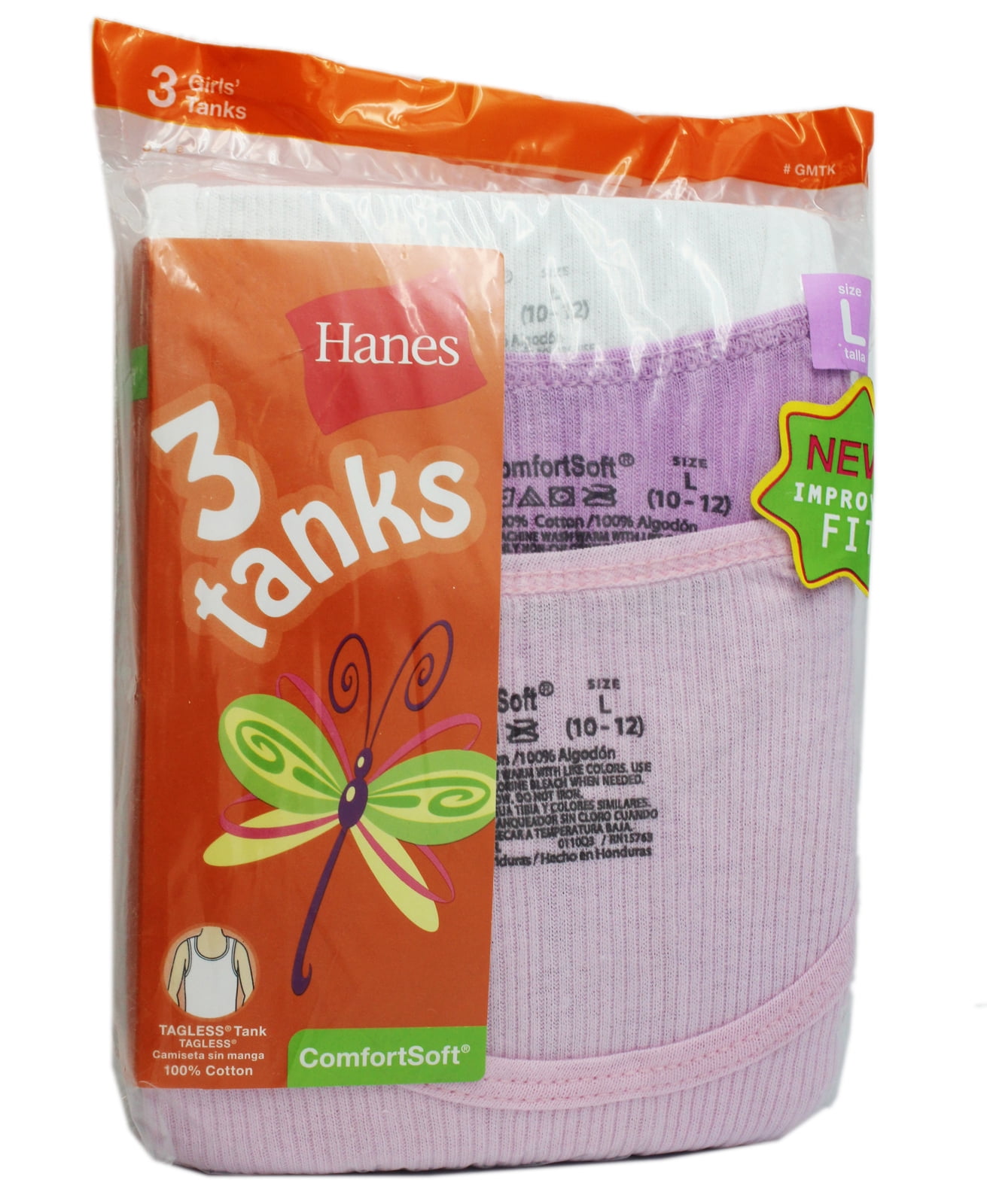 3-pk Hanes Girls Tanks - 3 Colored Tanks (Size L ) - Walmart.com