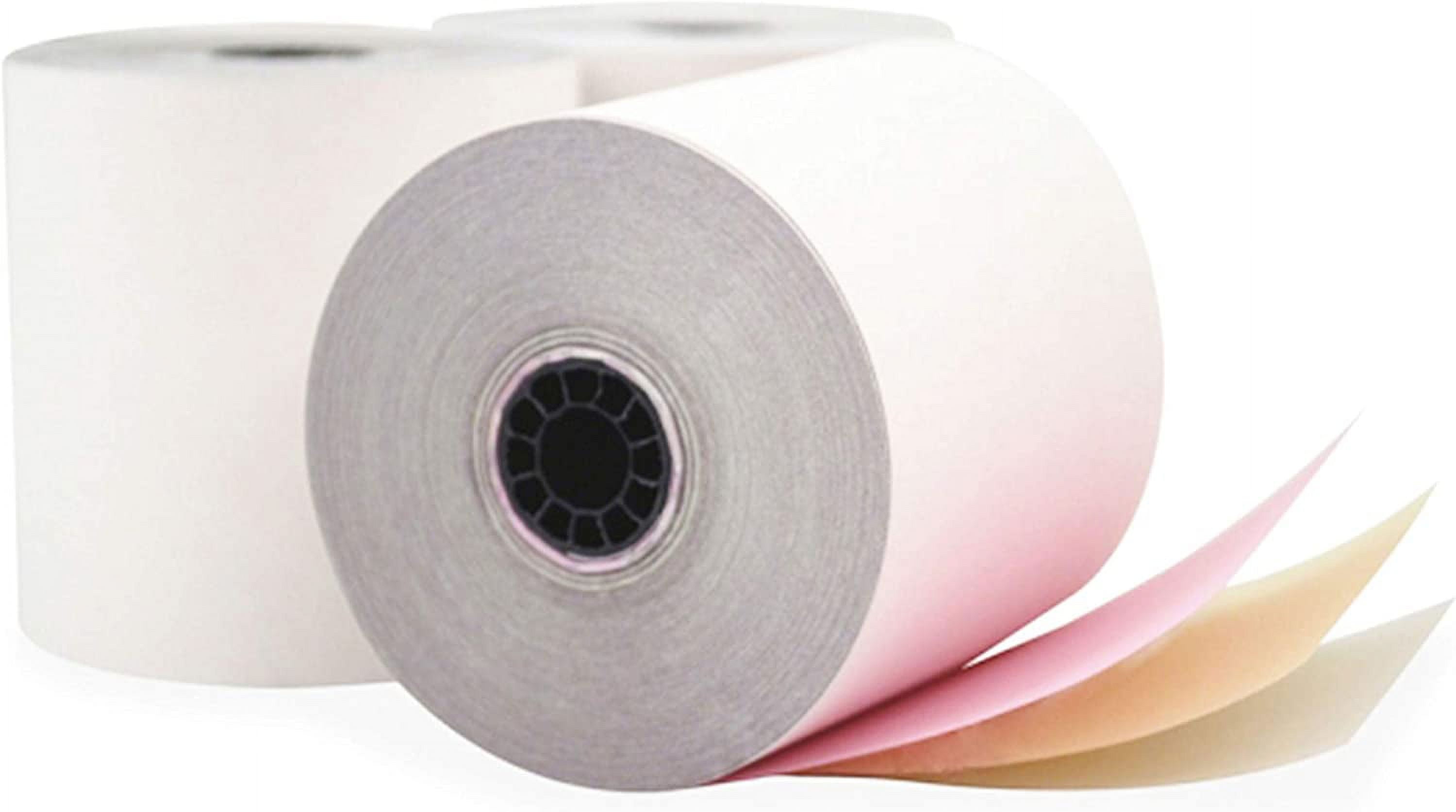 3-ply 3" inch 65' Feet (50 Rolls - 1 Case) White/Canary/Pink Carbonless ...