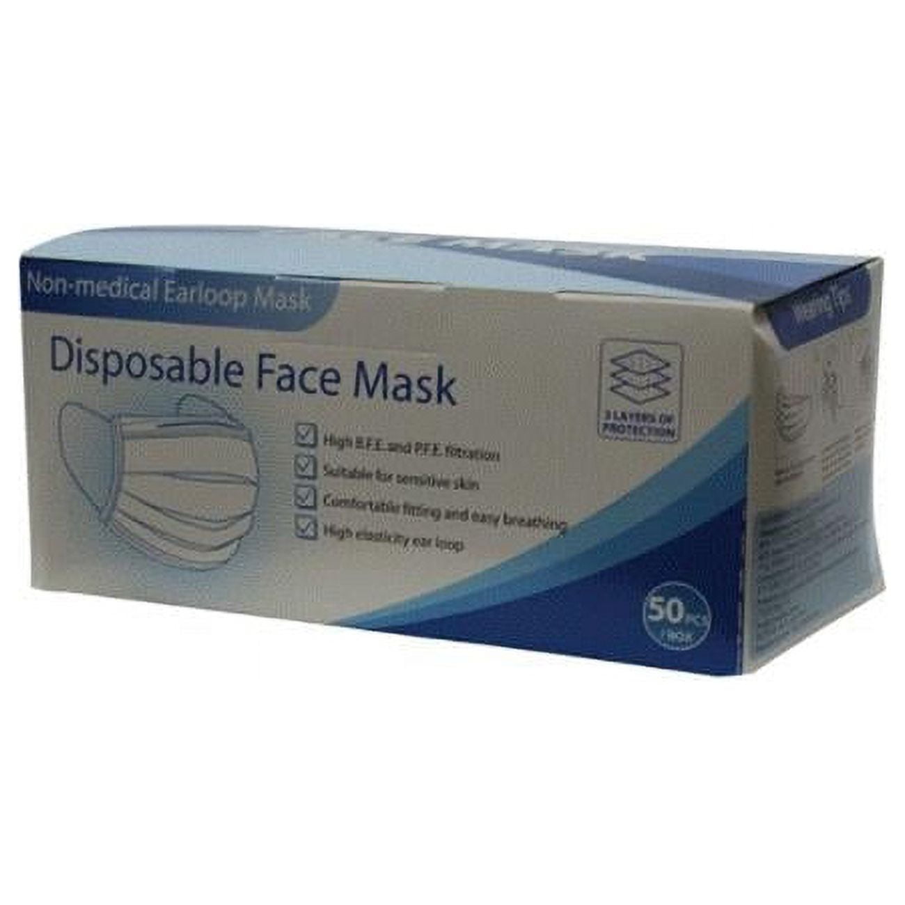 3-ply Non-medical Blue Disposable Face Masks, 50 Per Box - Walmart.com