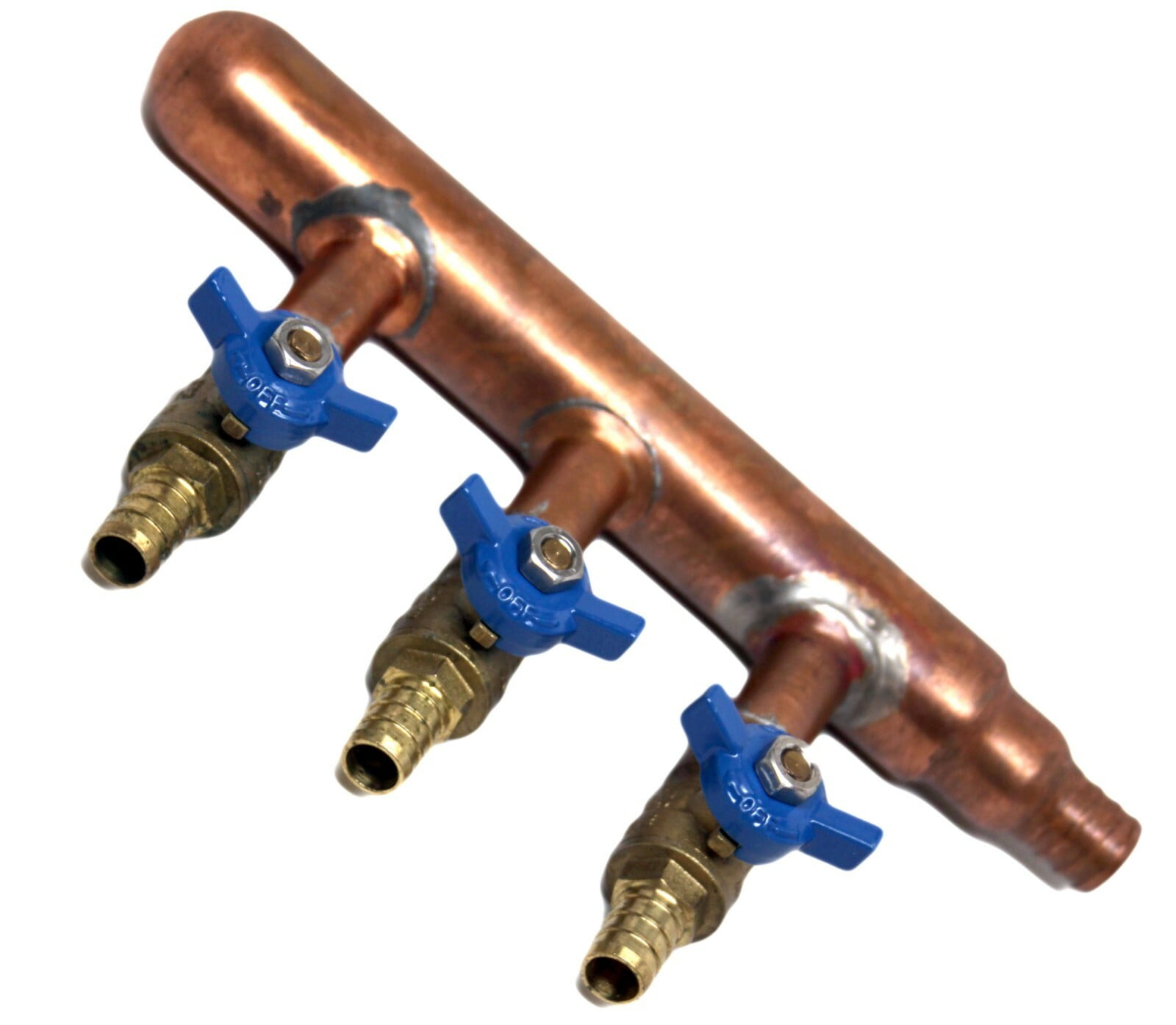 3 port PEX Plumbing Manifold 3/4 Male 1/2 Ball VALVES close end barbed ...