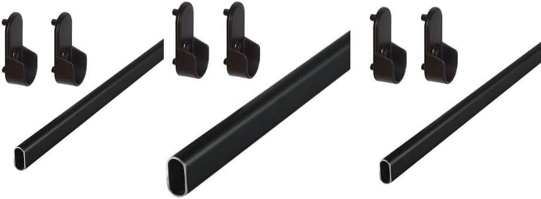 3 propack kit (9 pieces) oval wardrobe tube matte black closet rod with ...