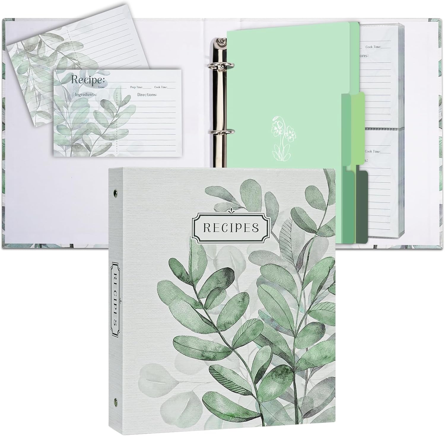 3 ring binder, 8.5x9.5, full page binder set with 25 pages, 50 recipe ...