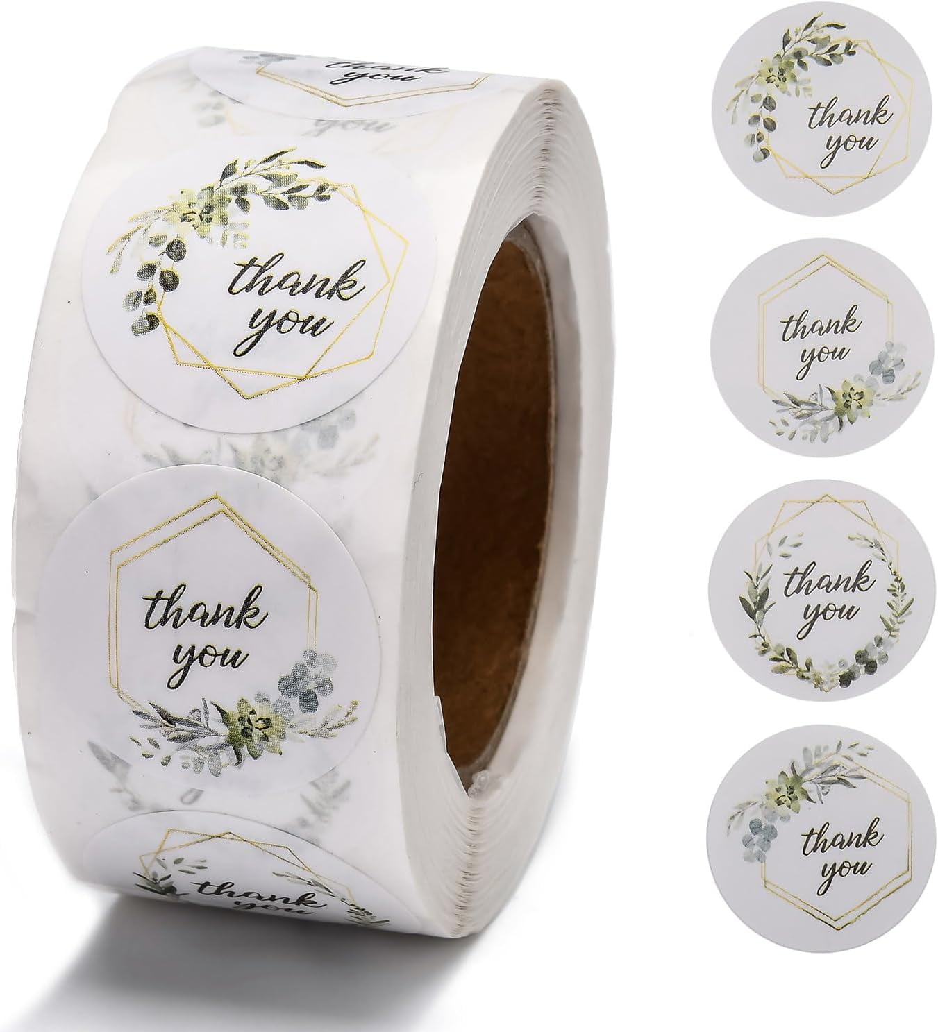 3 roll 1 Inch Thank You Stickers Self-Adhesive Kraft Paper Gift Tag ...