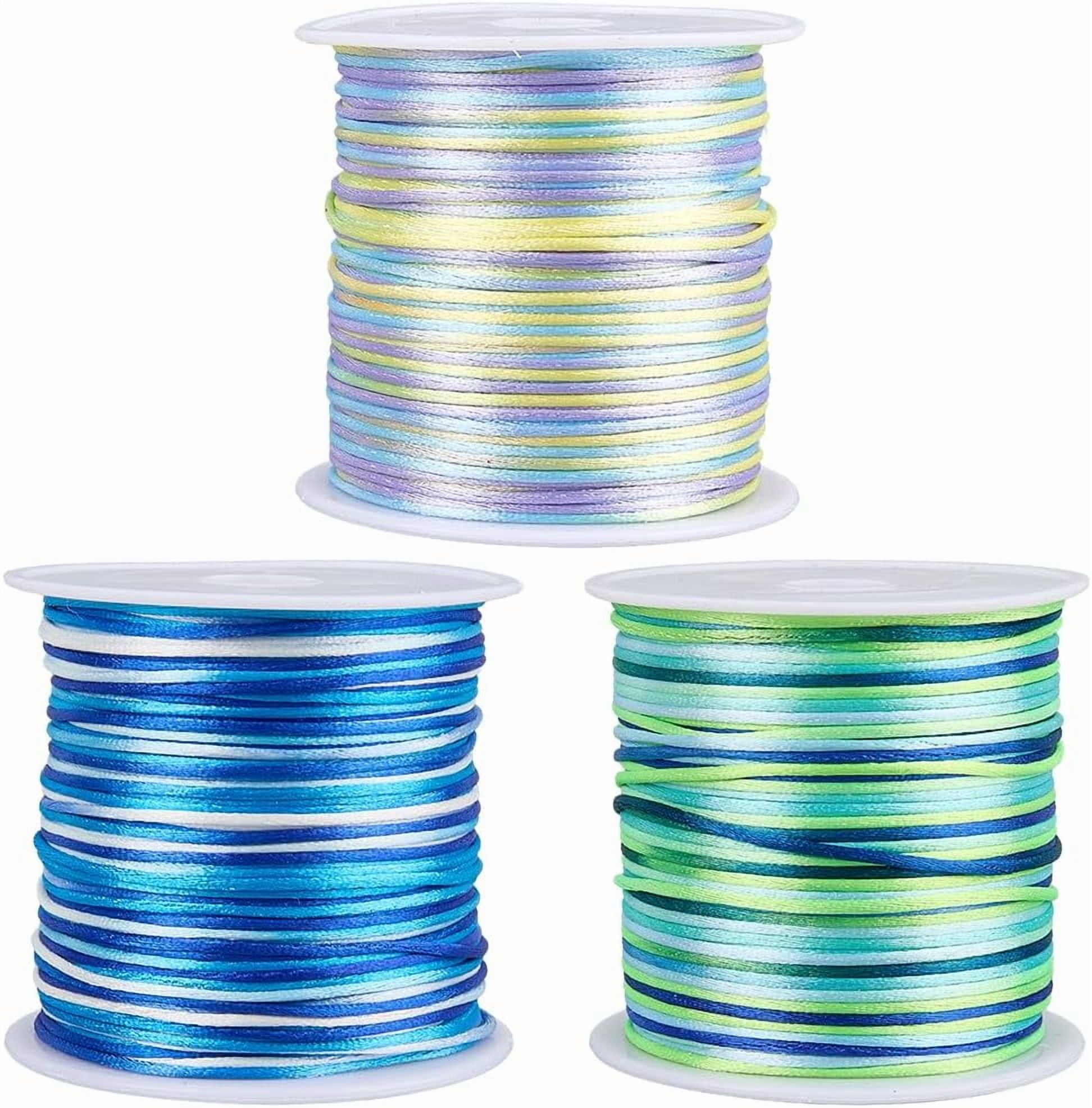 3 rolls 3 colors Segment Dyed Nylon Thread Cord Rattail Satin Cord for ...