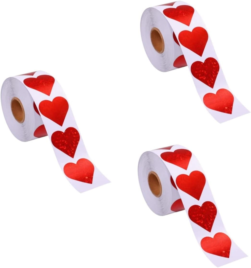 3 rolls /500pcs Sealing Decorations Love DIY In/Heart-shape Heart ...