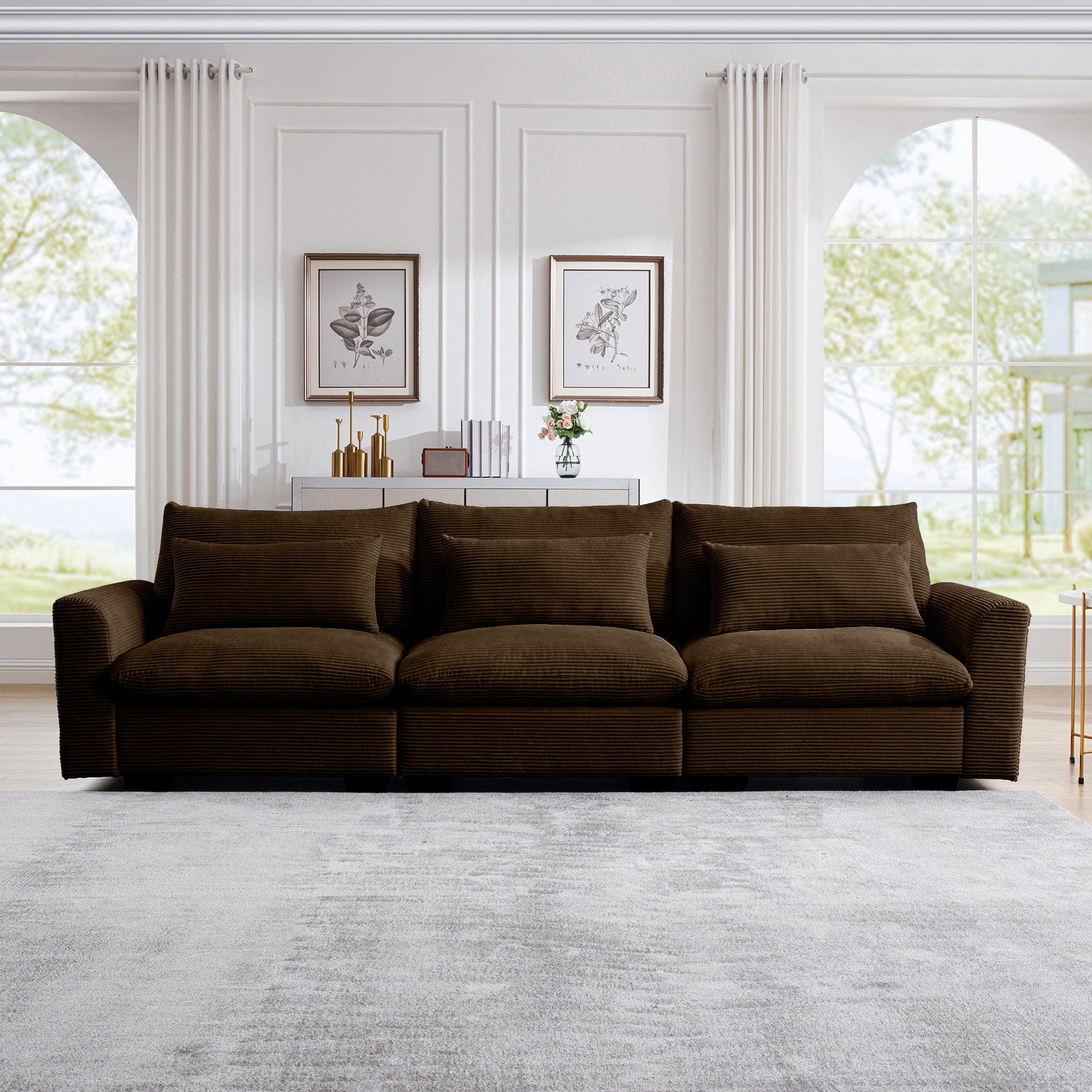 3-seat, Tactile Corduroy Couch | Different Color Options for Any Decor ...