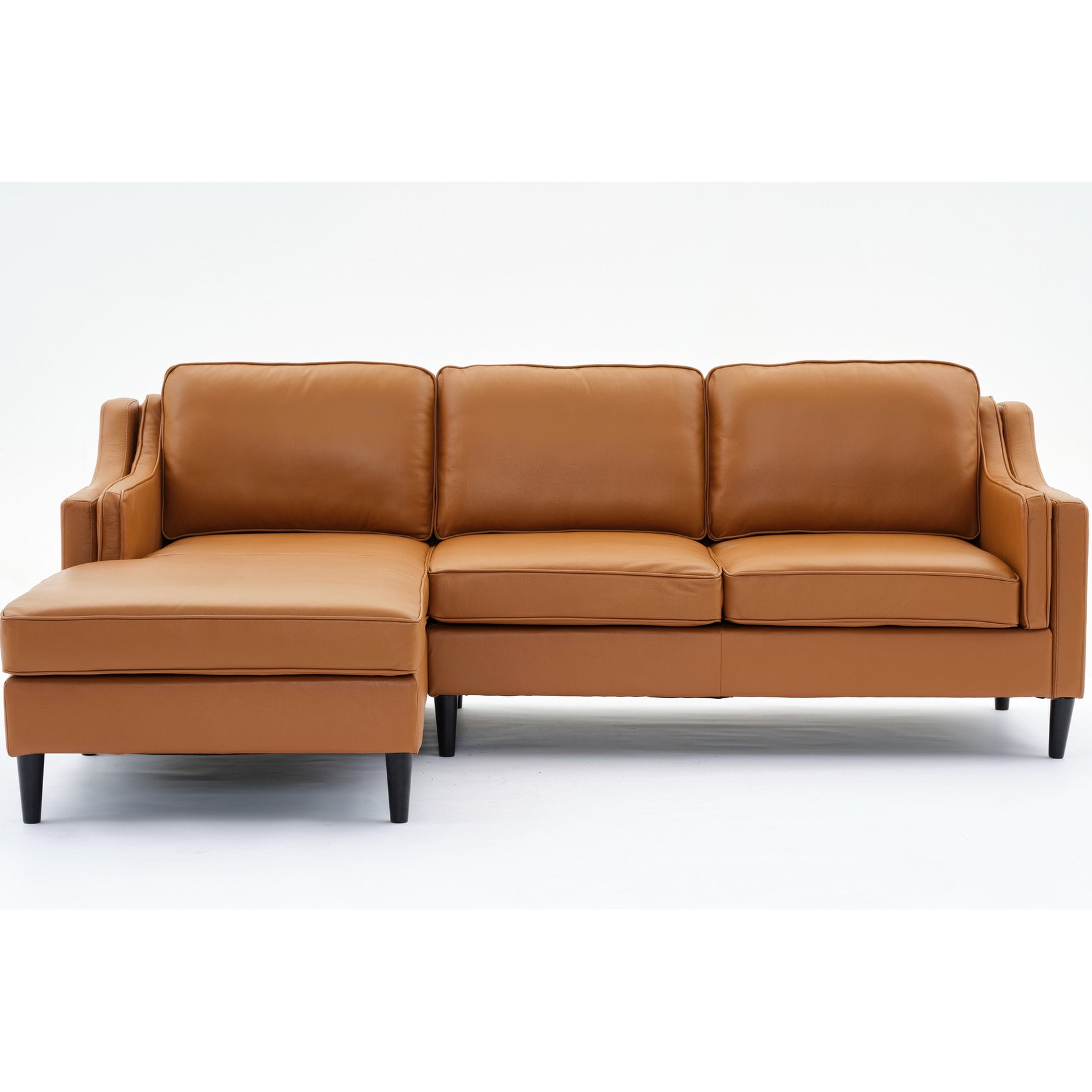 3-seat left chaise genuine leather - Smooth leather for easy ...