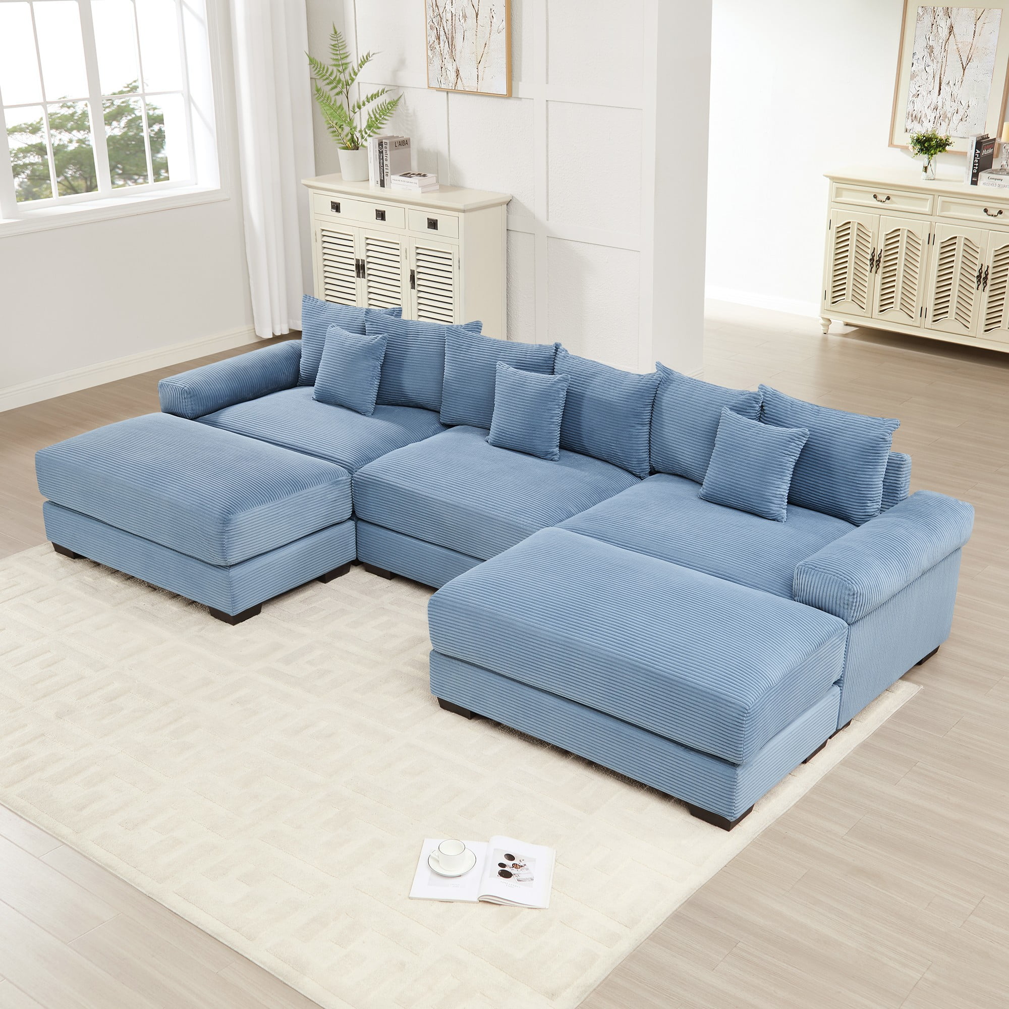 3-seater 130" Oversized Cloud Modular Sectional Couch, Premium Corduroy ...