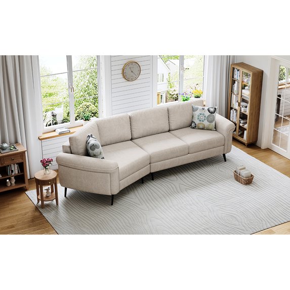 3-seater Beige Sofa with Ergonomic Armrests and Pocket Springs ...