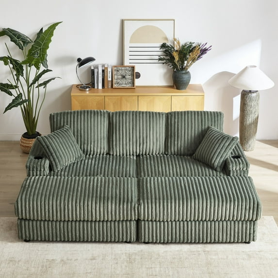 3-seater Corduroy Couch / Nap or Party / Soft Fabric Comfort - Walmart.com