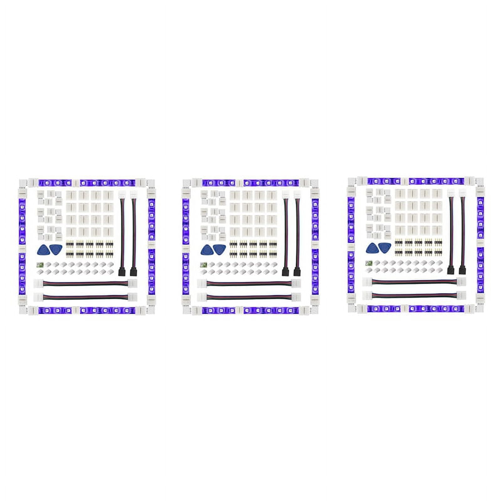 3 set LED Strip Connector 4 Pin 10mm Solderless RGB Light Strip ...