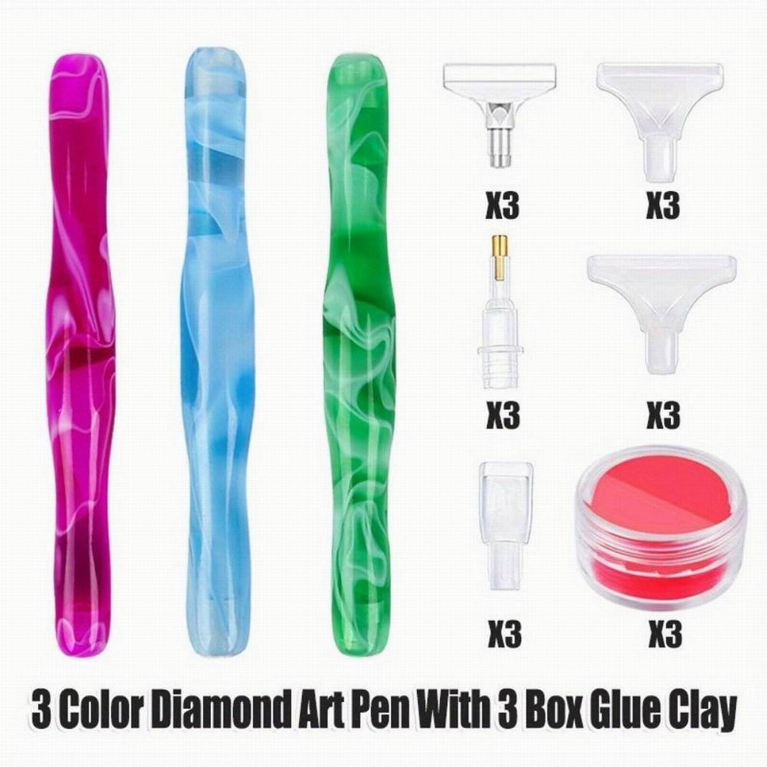 3 set Resin Diamond Painting Pen Kit Diamond Art Pens With 3 Glue Clay ...