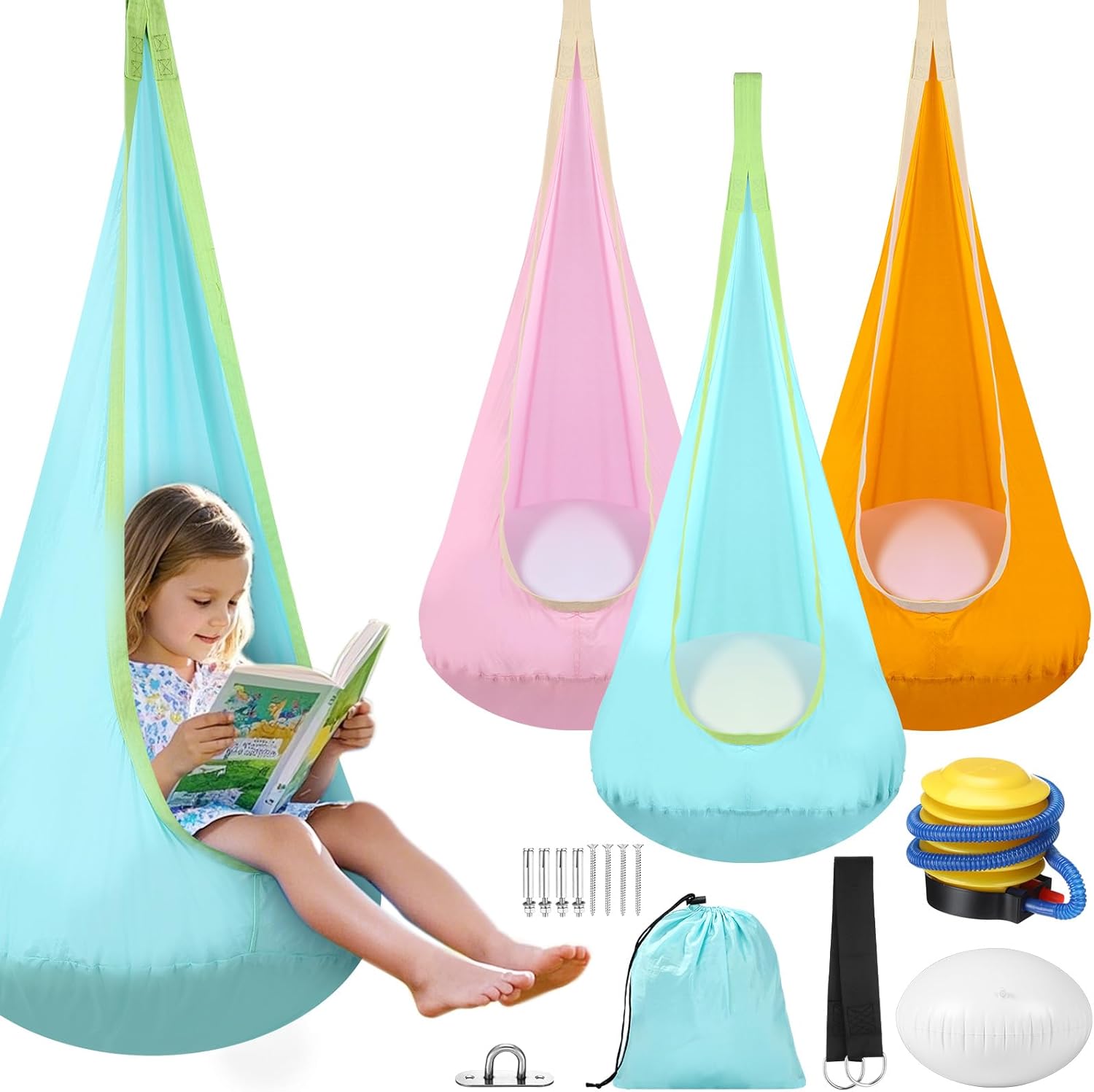 3 set kids pod swing seat child hanging hammock swing chair with ...