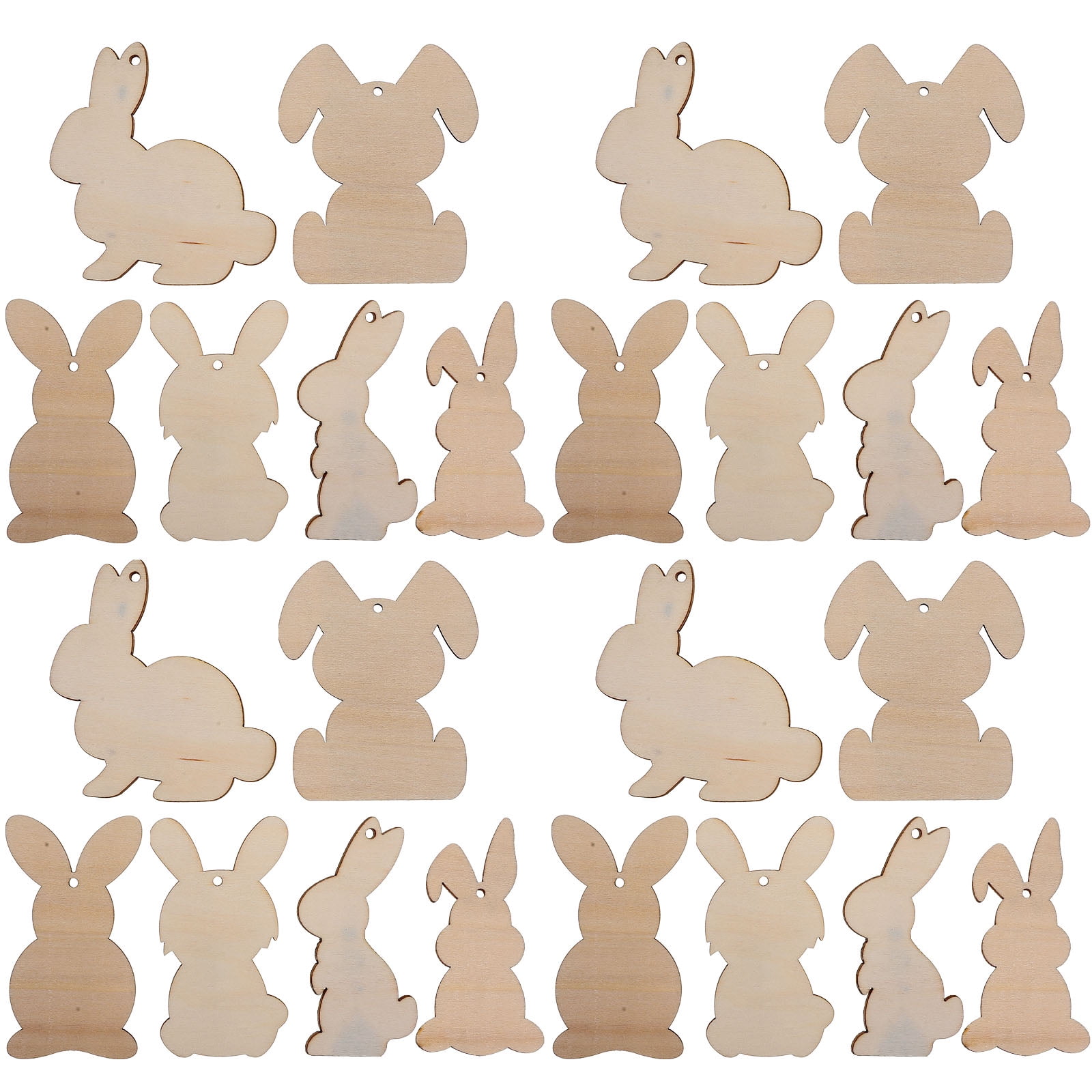 3 sets Unfinished Wooden Bunny Cutouts Easter Wooden Crafts Cutouts ...