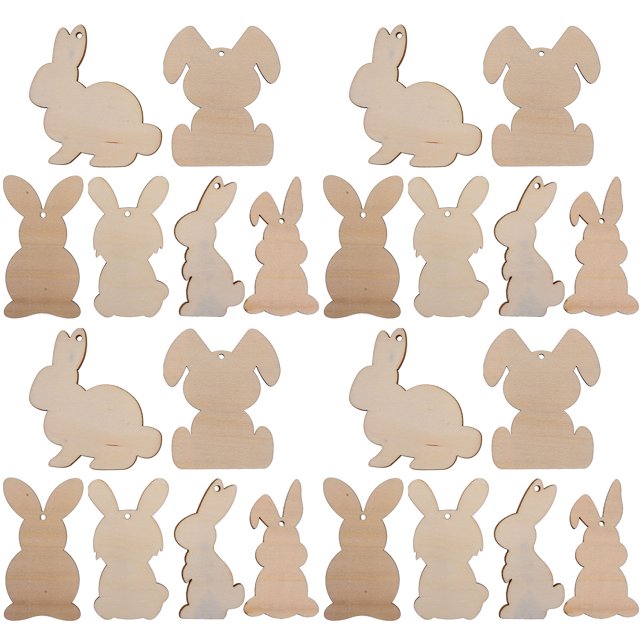 3 sets Unfinished Wooden Bunny Cutouts Easter Wooden Crafts Cutouts ...