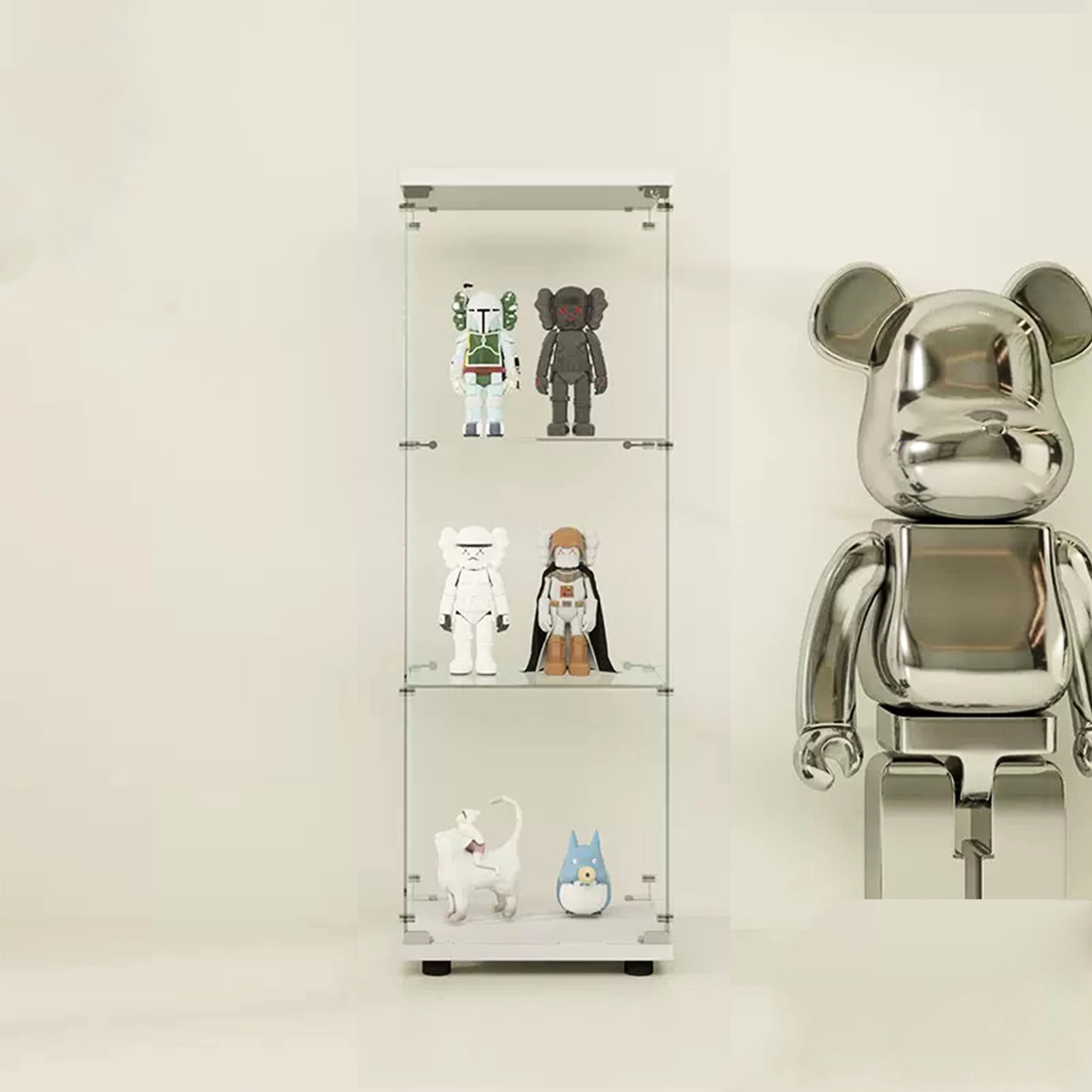 3-shelf glass display cabinet | Perfect for showcasing small artworks ...