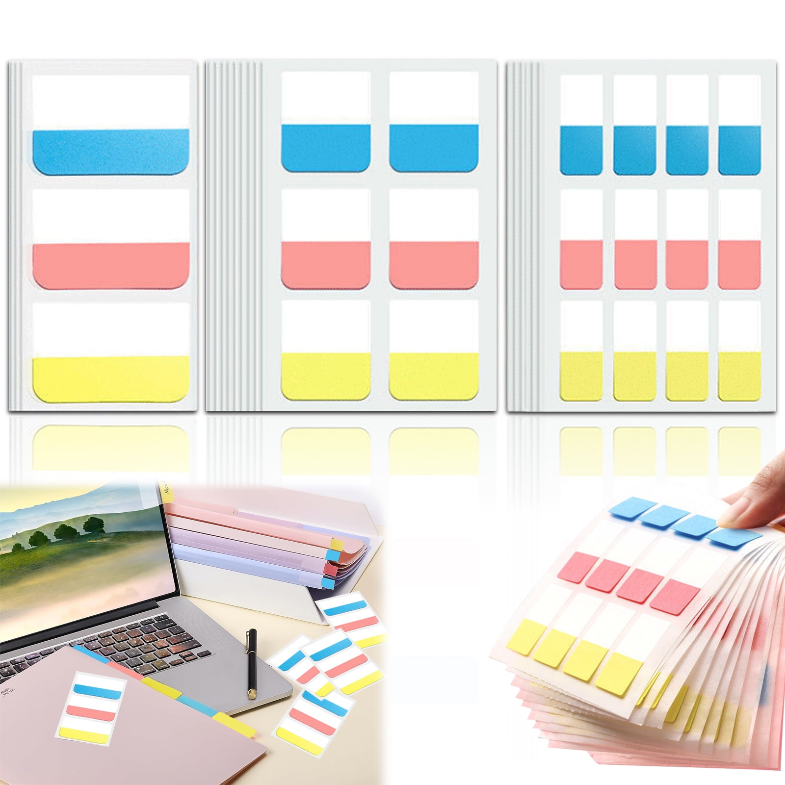 3 sizes self-adhesive index tabs adhesive strips, 480 pieces of sticky ...