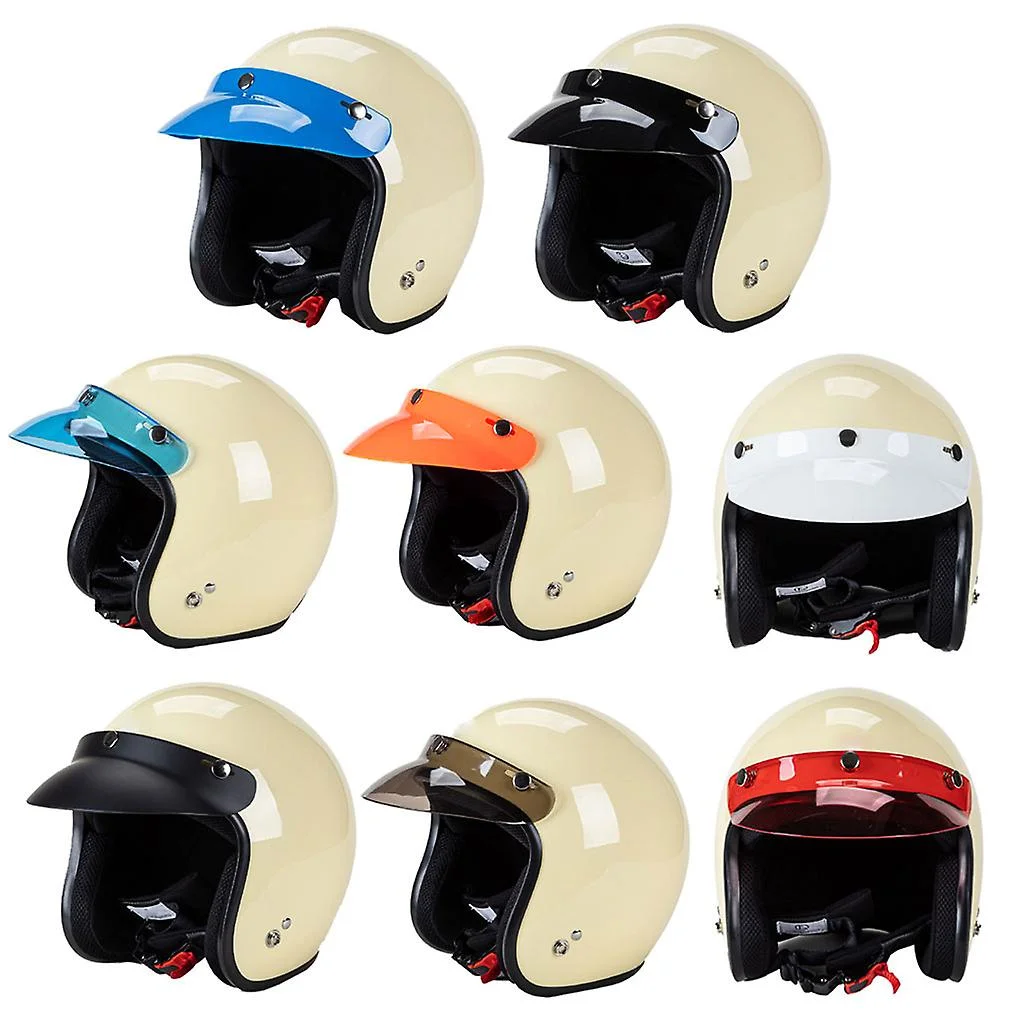 3-snap Helmet Bubble Visor Lens For 3/4 Retro Open Face Motorcycle ...