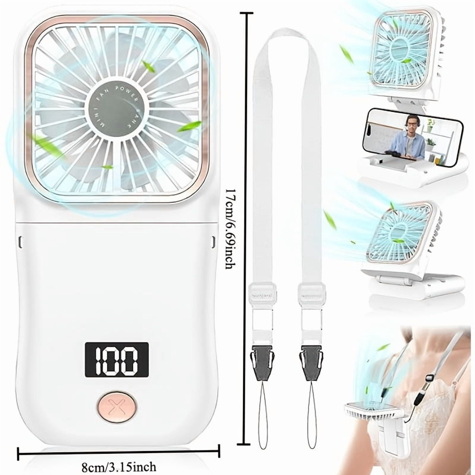 3-speed 3-in-1 foldable fan, 3000mAh power bank & phone holder ...