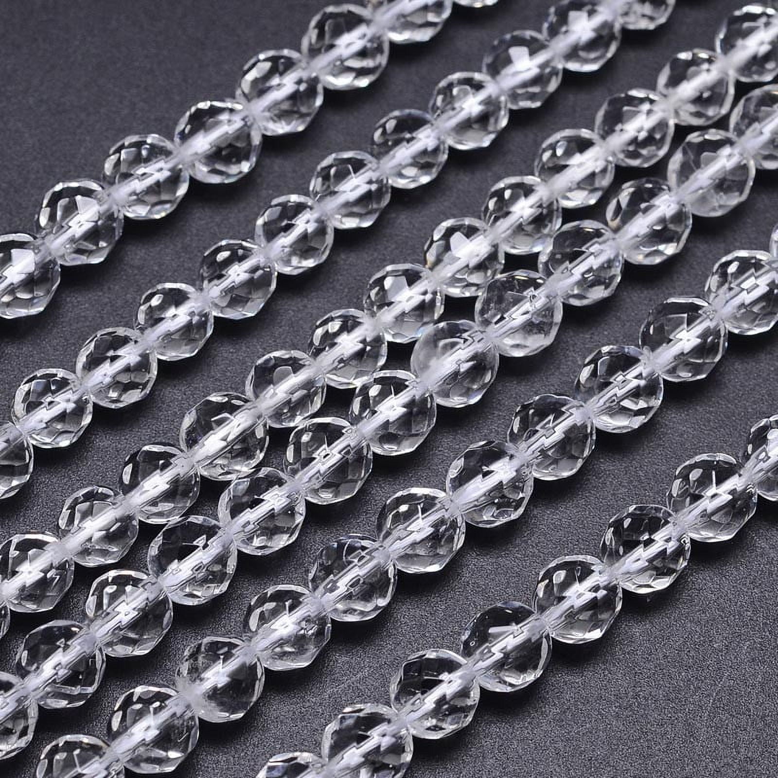 3 strand Faceted(64 Facets) Natural Quartz Round Beads Strands Rock ...