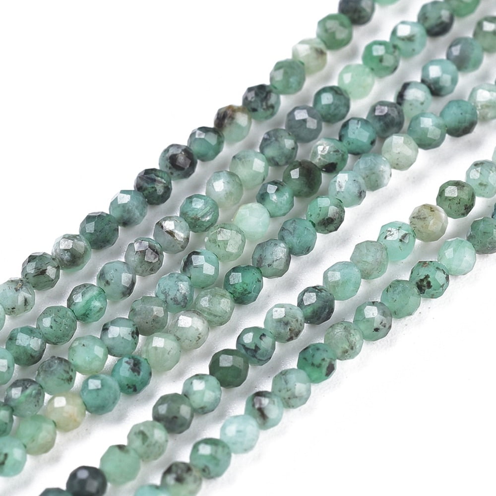 3 strand Natural Emerald Beads Strands Round Faceted 2mm Hole: 0.5mm ...