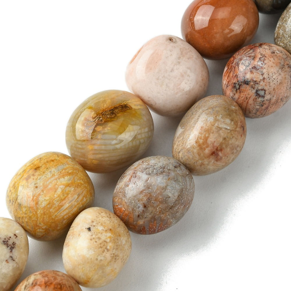 3 strand Natural Fossil Coral Beads Strands Oval Tumbled Stone 7~12x8 ...