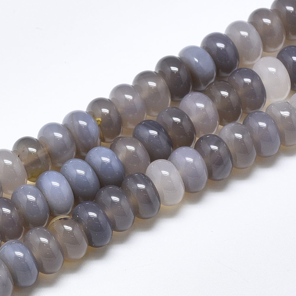 3 strand Natural Grey Agate Beads Strands Rondelle 10x6mm Hole: 1mm ...
