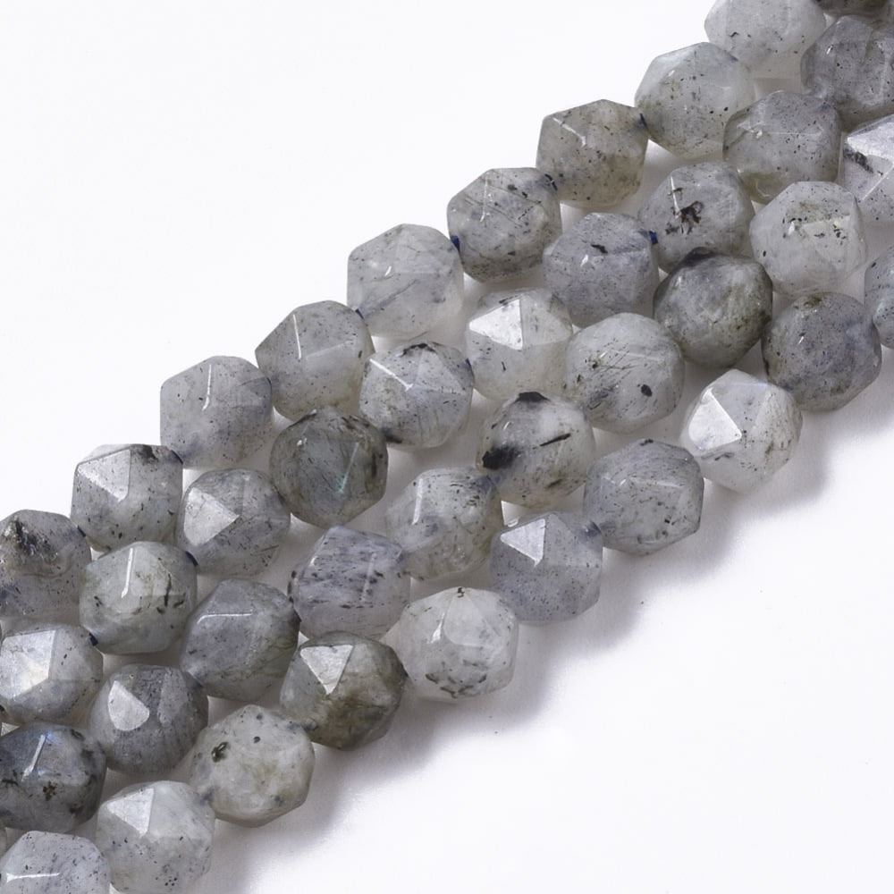 3 strand Natural Labradorite Beads Strands Star Cut Round Beads Faceted ...
