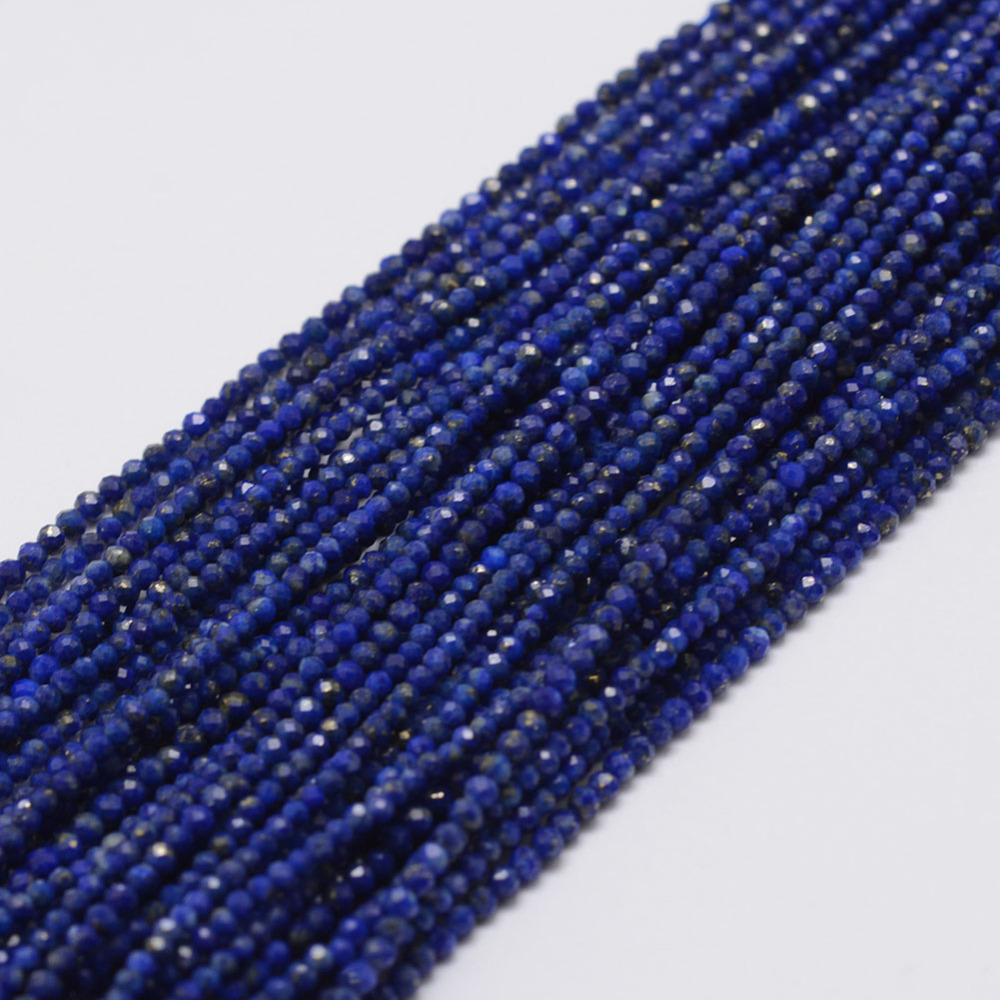 3 strand Natural Lazuli Beads Strands Round Faceted 2mm Hole: 0.5mm ...