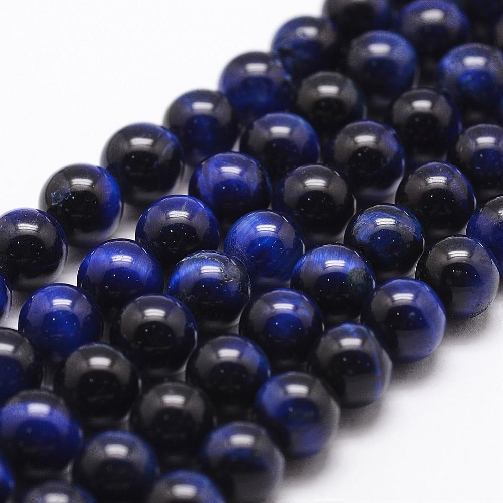 3 strand Natural Tiger Eye Bead Strands Dyed Heated Round Prussian Blue ...
