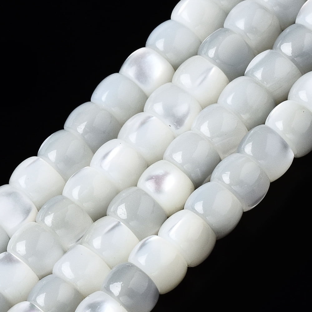 3 strand Natural Trochid Shell/Trochus Shell Beads Strands Column Bleach Seashell color 4x3mm ...