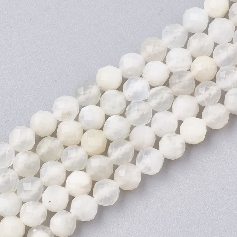 3 strand Natural White Moonstone Beads Strands Faceted Round 4mm Hole ...