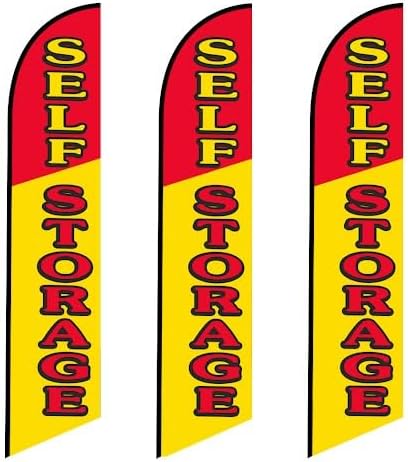 3 (three) Pack Tall Feather Flags Self Storage With Yellow and Red ...