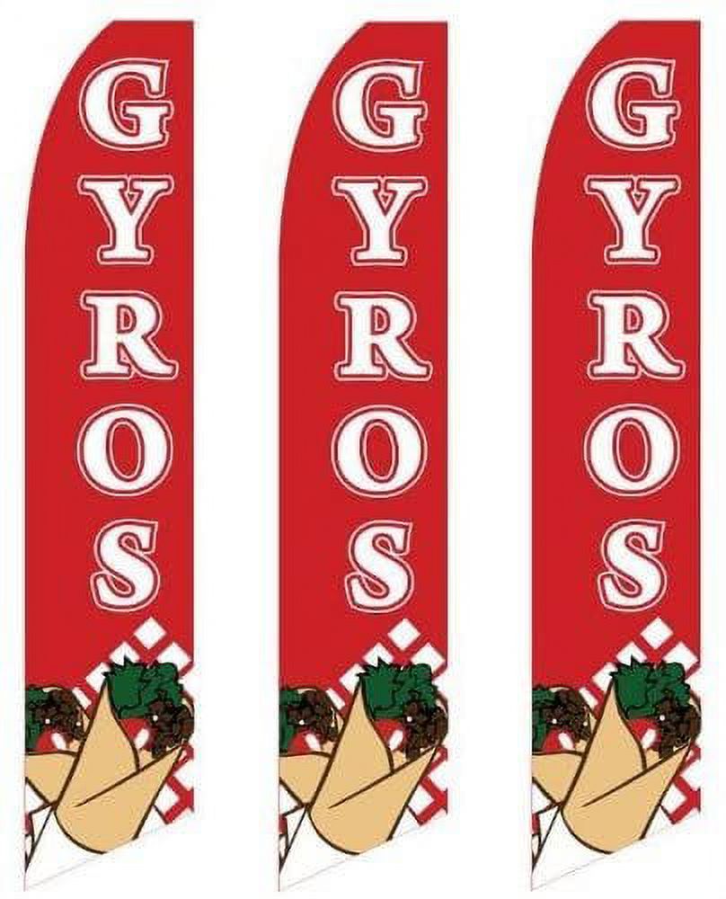 3 three Pack Tall Swooper Flags Gyros Red White With Gyro Image ...