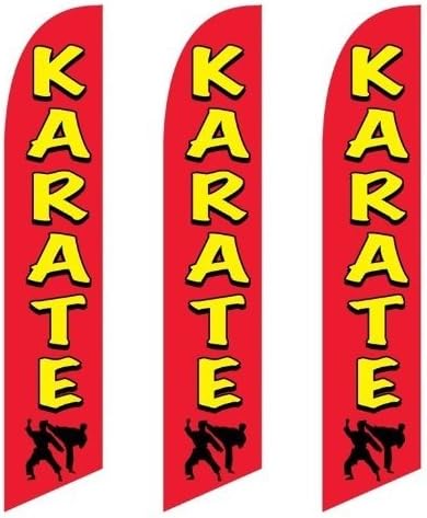 3 (three) Pack Tall Swooper Flags Karate Red Yellow Martial Art ...