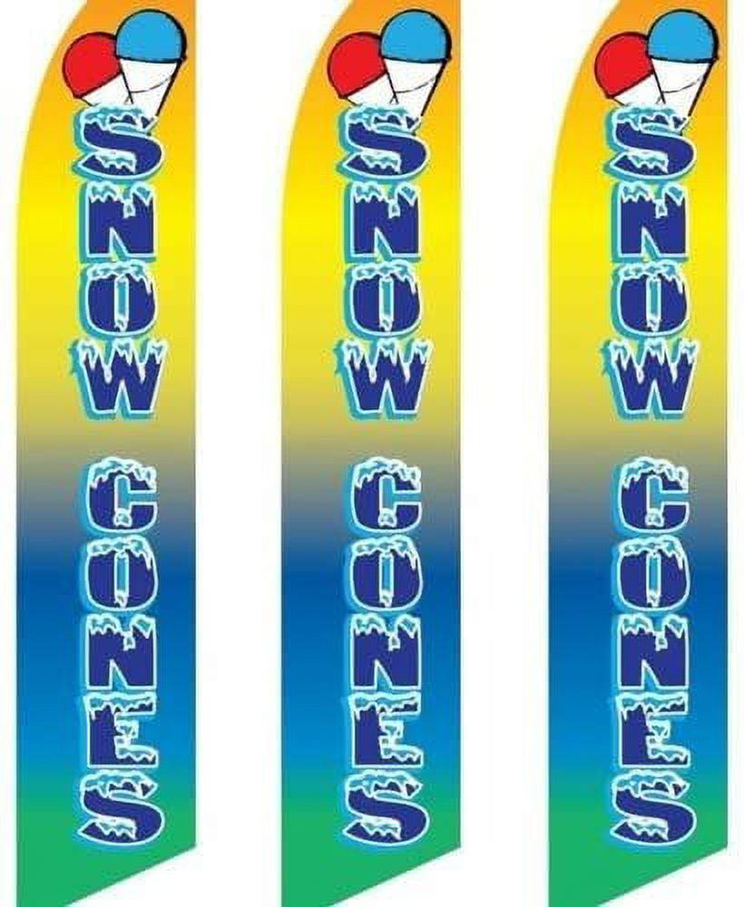 3 three Pack Tall Swooper Flags Snow Cones Shaved Ice Multi Color ...
