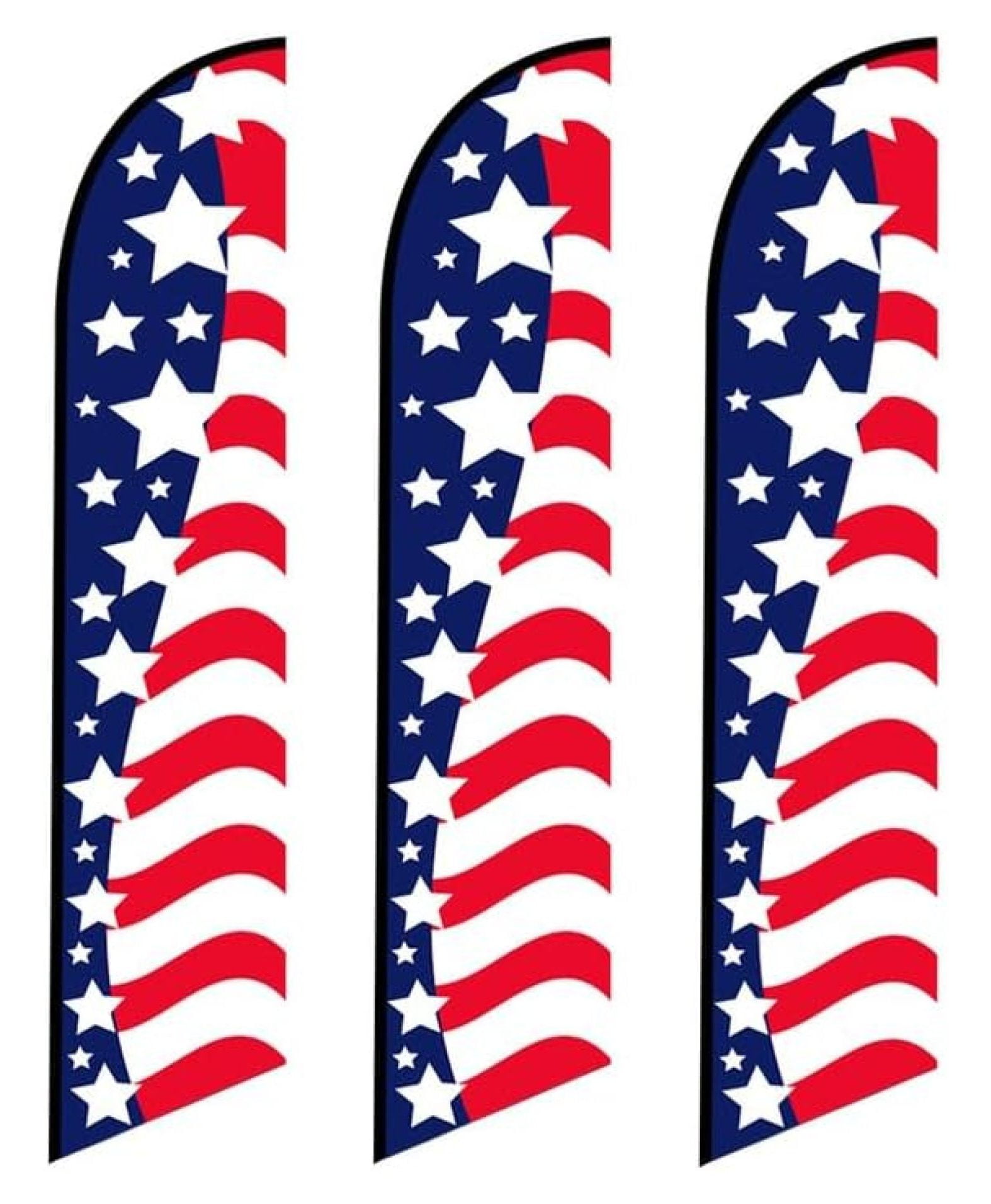 3 (three) Pack Tall Windless USA American Flag Stars on Left ...