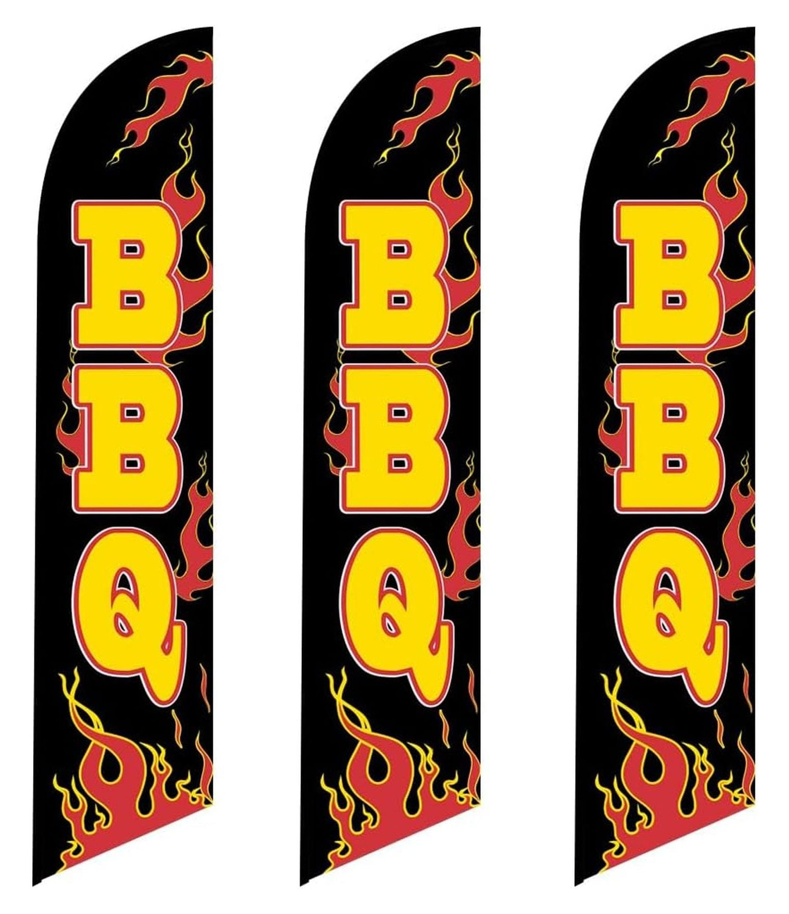 3 (three) Tall windless full sleeve flags of BBQ with for Restaurant ...