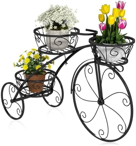 3-tier Bicycle Planter, Vintage Tricycle Plant Display Cart w/ Openwork ...