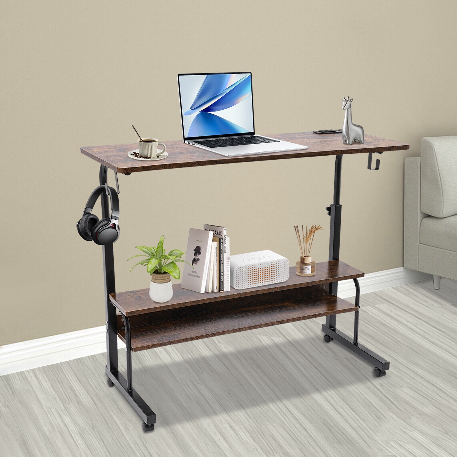 3-tier Computer Desk, Laptop Desk With 2 Three-wire Plugs And 2 USB ...