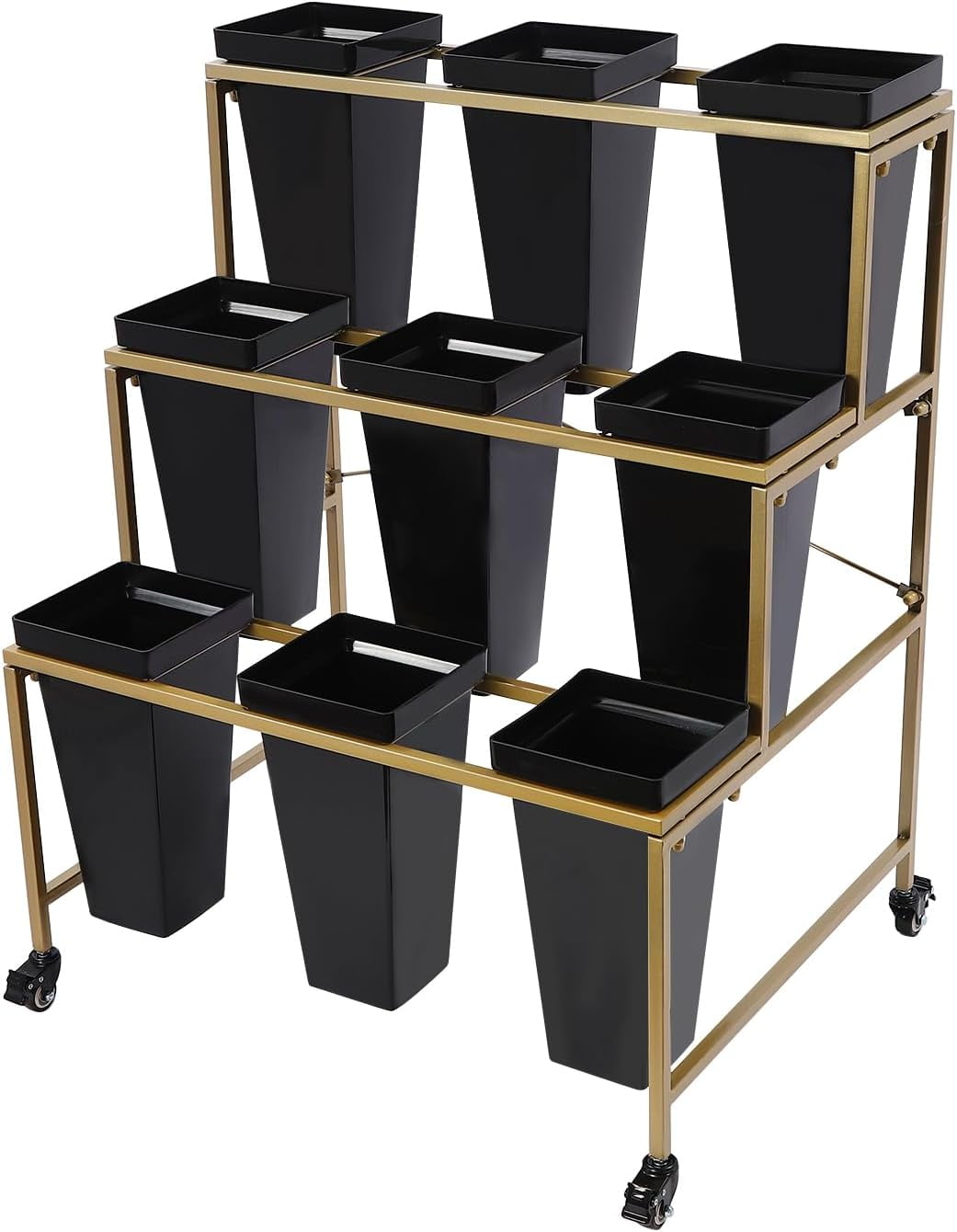 3-tier Flower Holder,Flower Display Stand with 9 Pieces Buckets,Metal ...