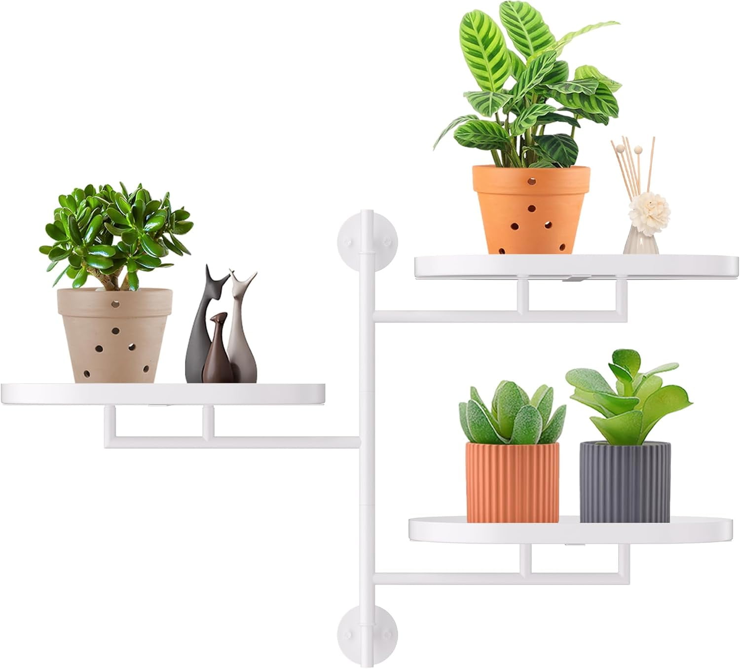 3-tier Metal Corner White Plant Stand Holder Rotating Window Plant ...