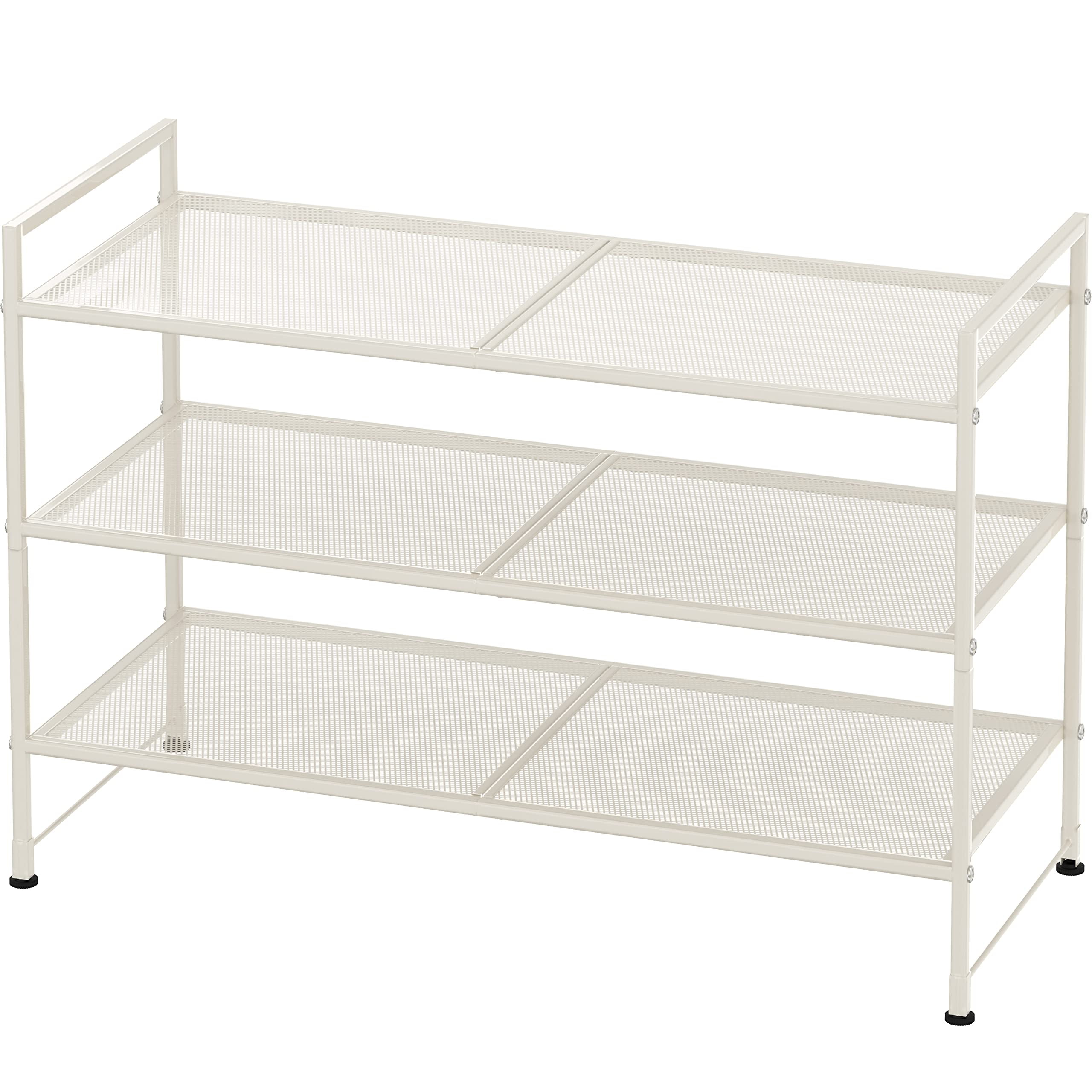 3-tier Stackable Mesh Shoe Rack White Mesh Panel - Walmart.com