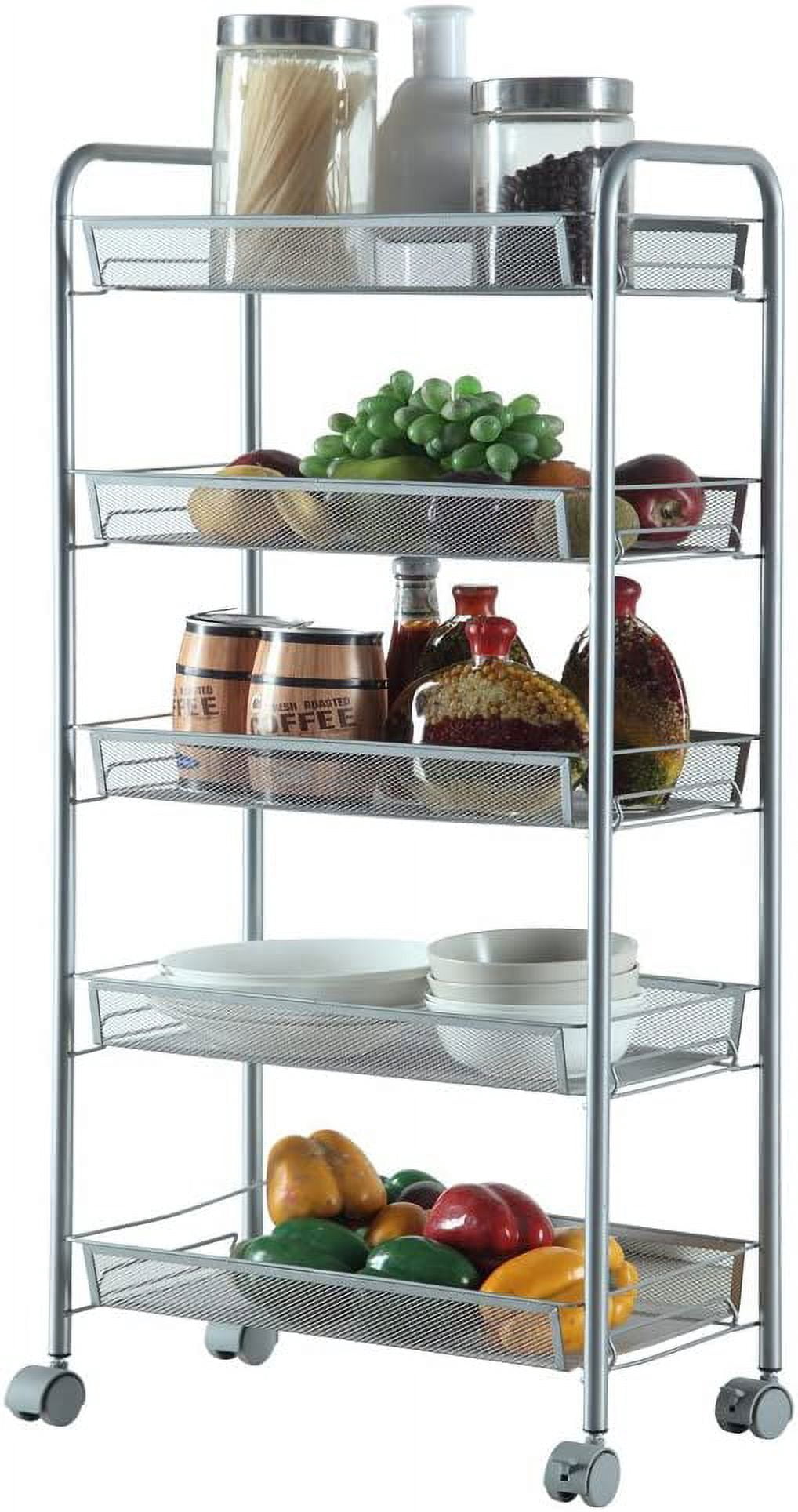 3 tier rolling cart, mesh utility cart storage rack with hooks, wire ...