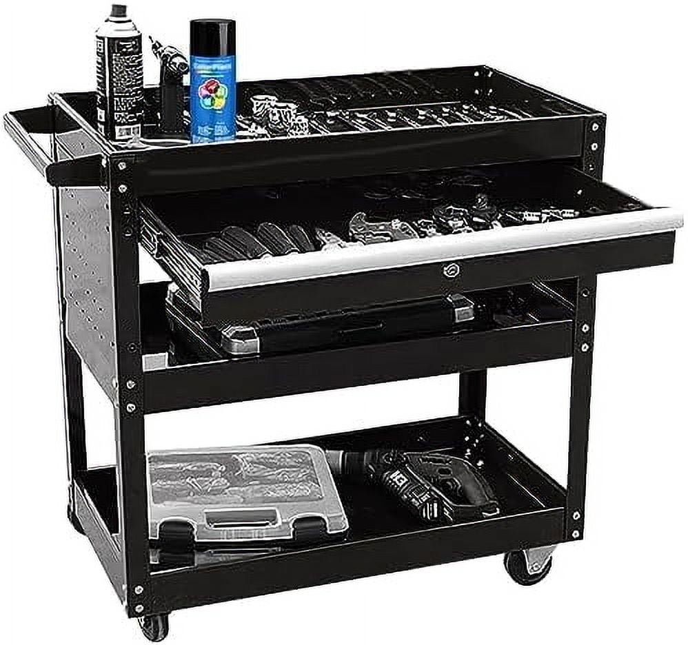 3 tier rolling tool cart, 330 lb capacity utility cart, metal service ...